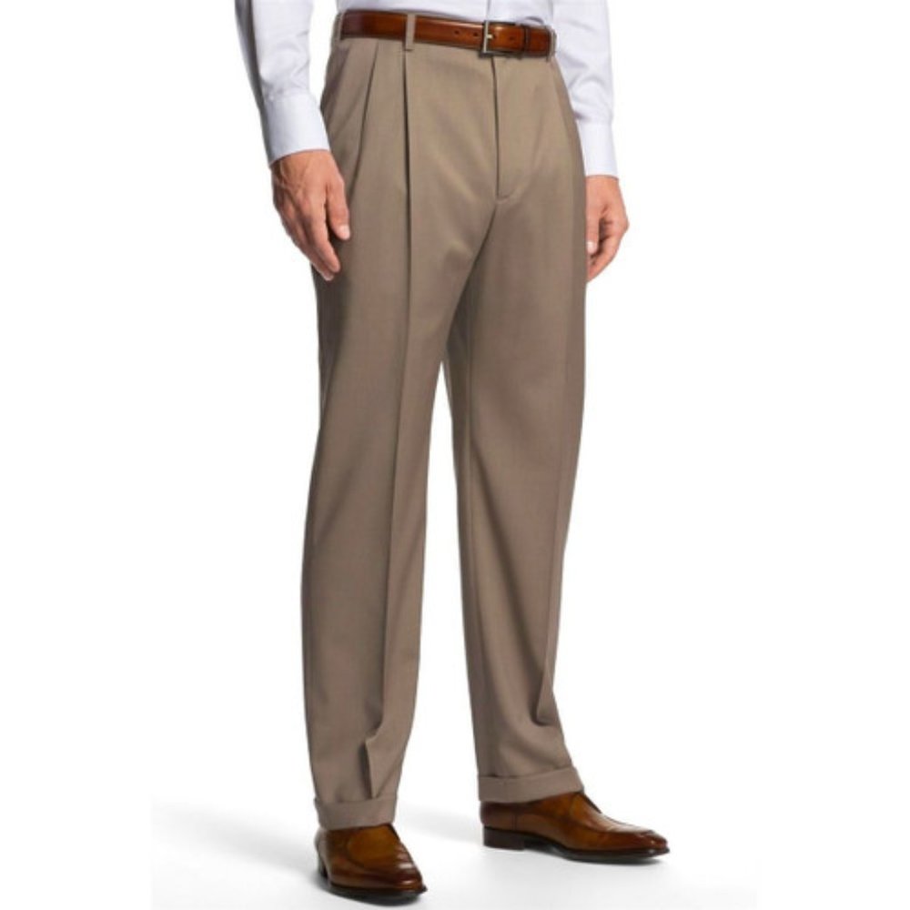 Zanella Bennett Medium Brown Double Pleat Pants Sz 42… - Gem